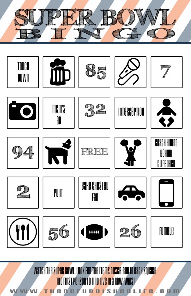 super bowl bingo {free and printable} – R E F U R B I S H E D